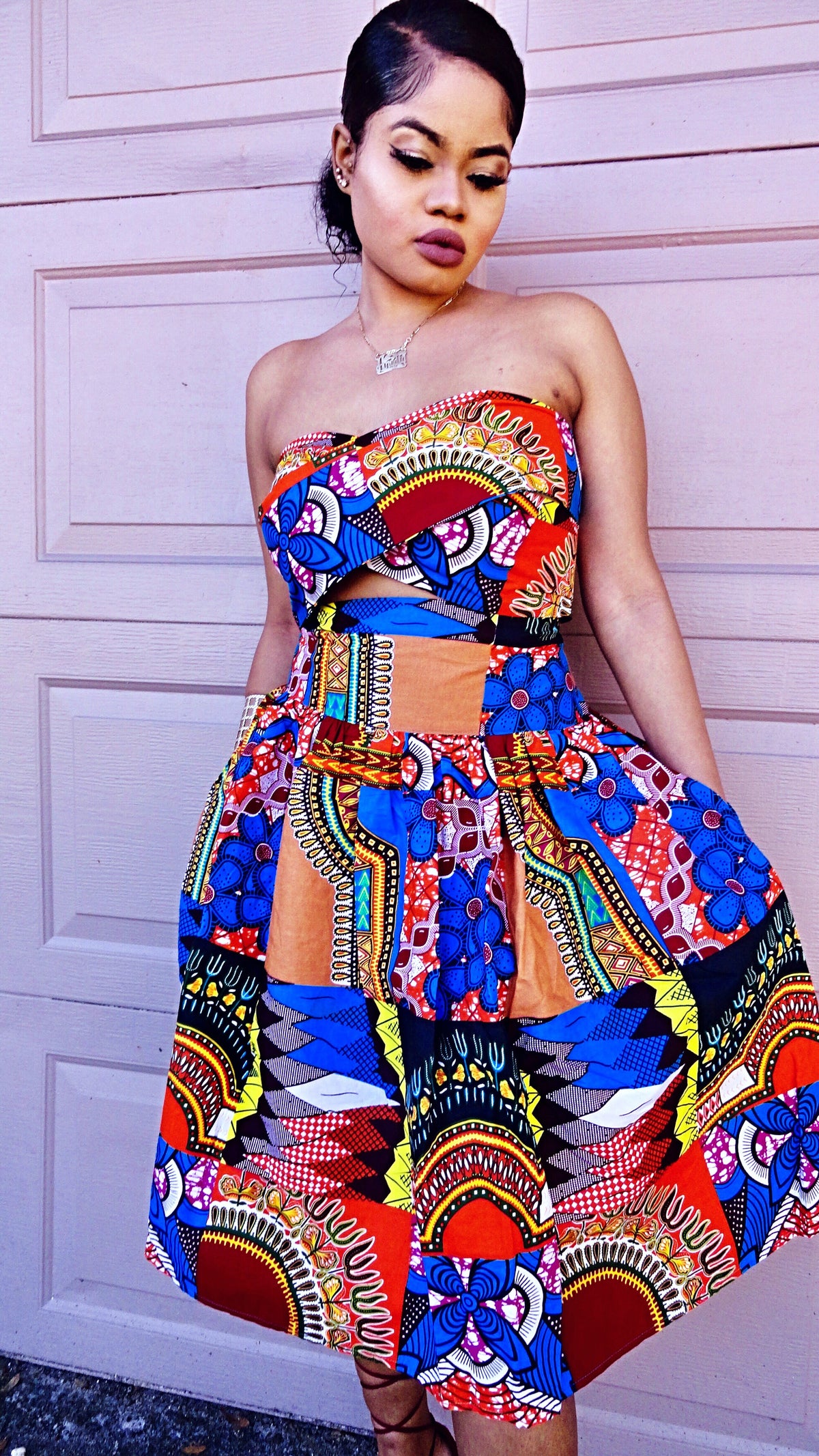 SUSU African Print Midi Skirt