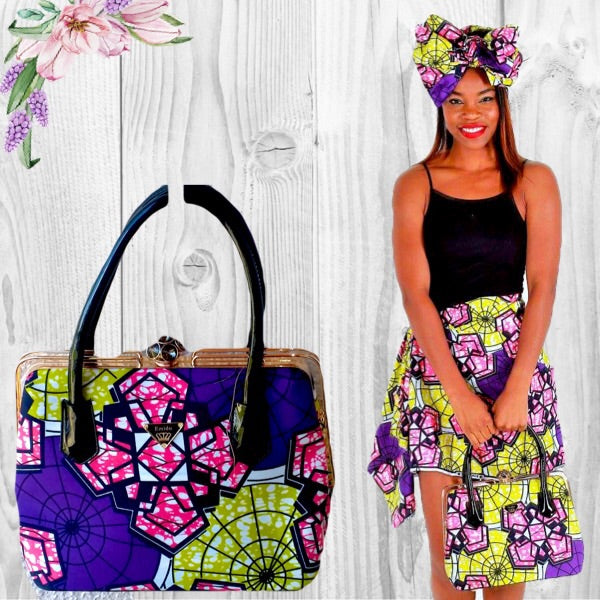Home Products Designer African Print Tote Bag Purple
